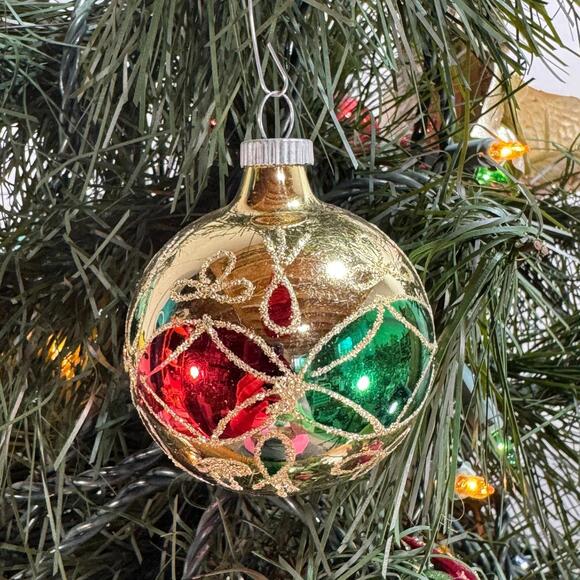 Shiny Brite | Holiday | Vintage Shiny Brite Mercury Glass Stenciled ...